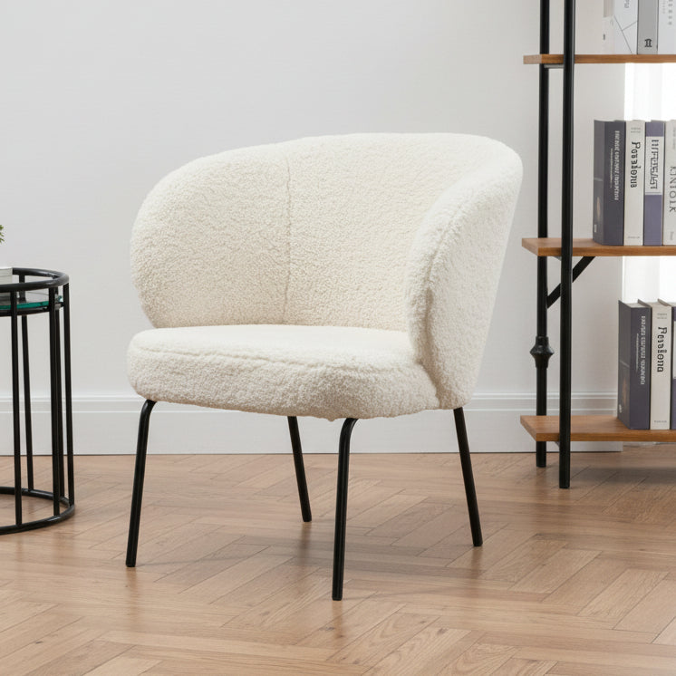 BERGEN - Lounge Chair in Metal and White Bouclé – Nordlys