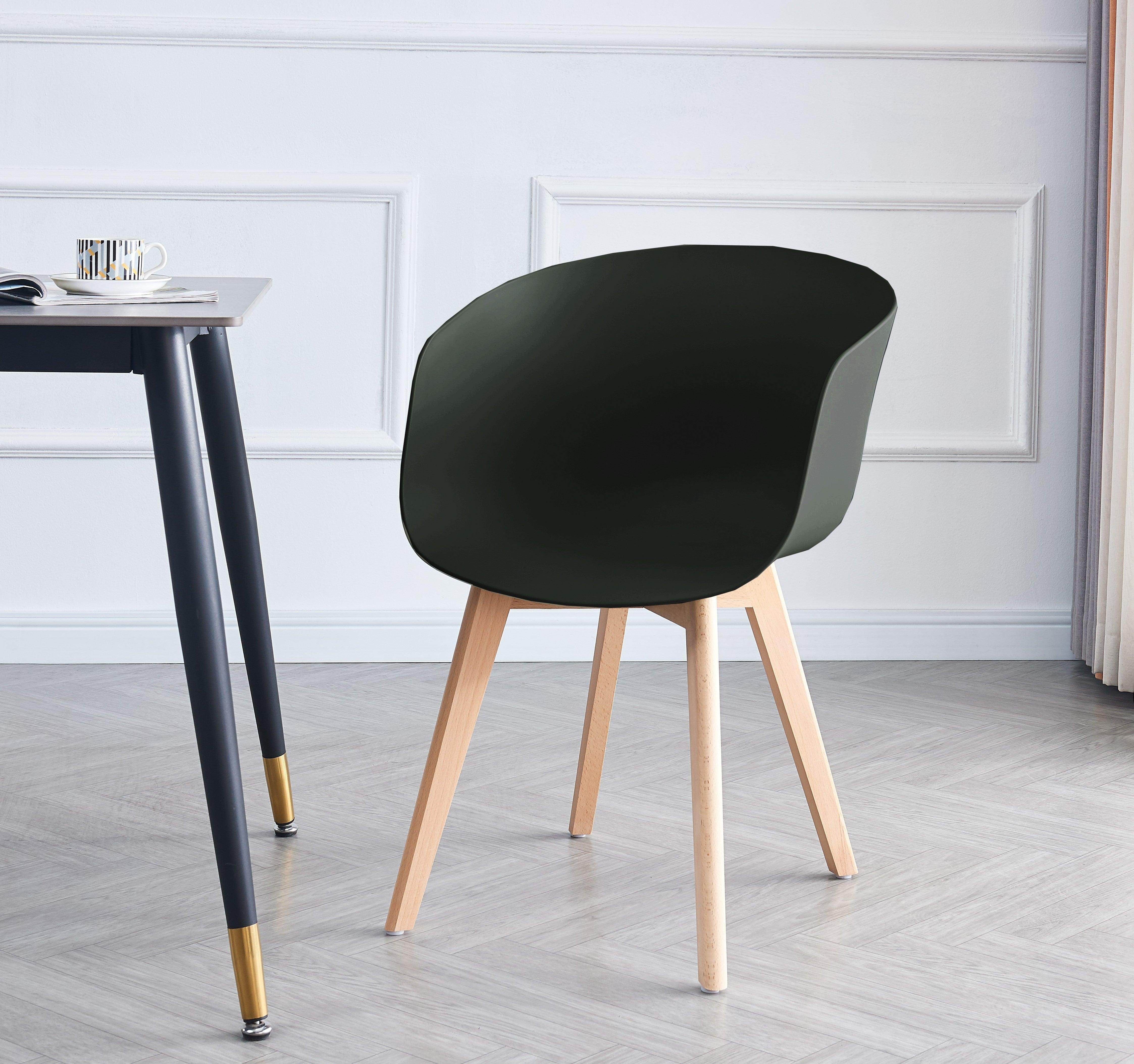 ALBORG - Set of 4 Scandinavian Chairs in Wood and Black Polypropylene - Nordlys